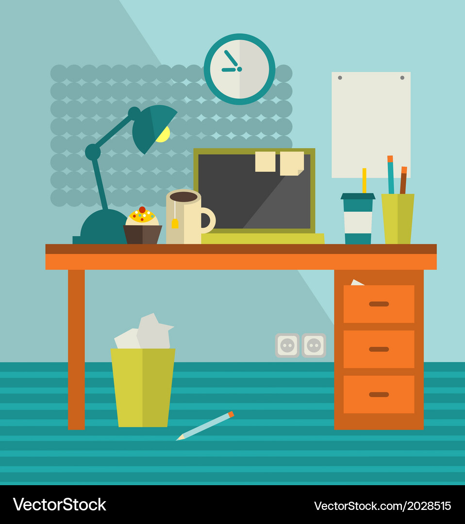 Work place with banner on the wall Royalty Free Vector Image