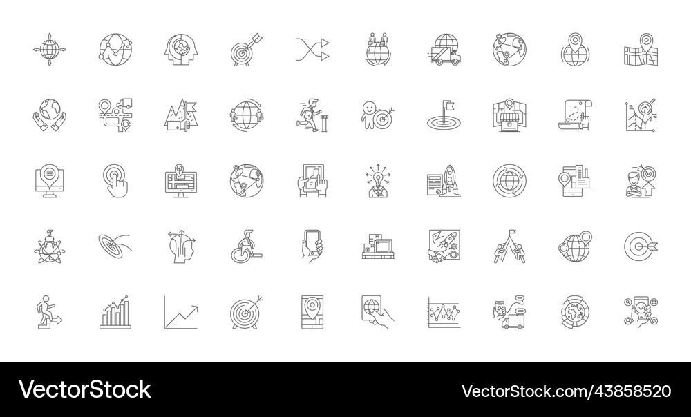 Address ideas linear icons line signs set Vector Image