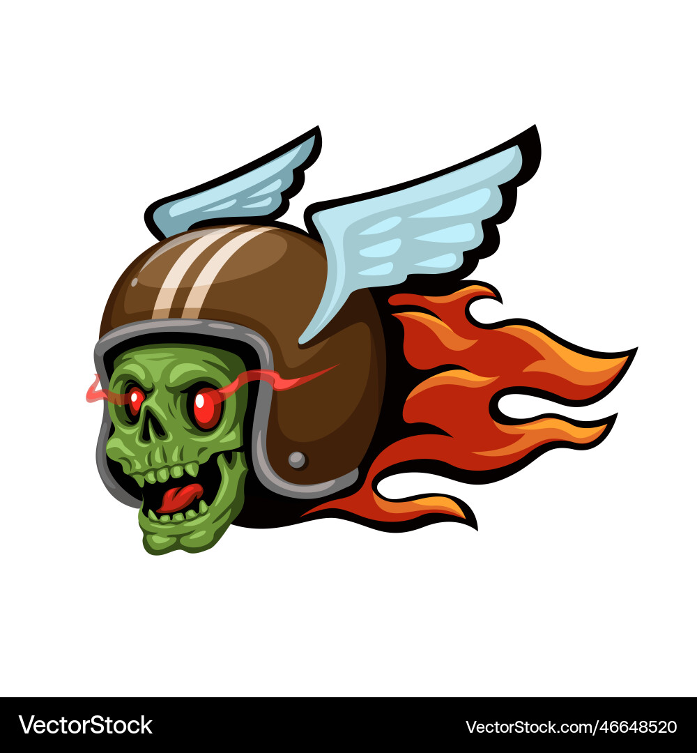 Biker zombie head fire mascot cartoon Royalty Free Vector
