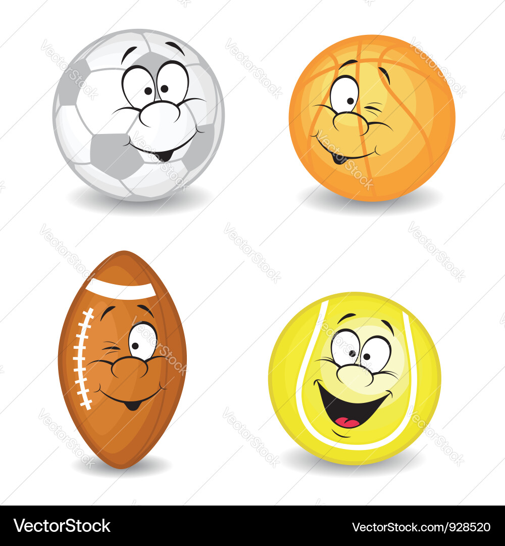 Cartoon sport balls Royalty Free Vector Image - VectorStock