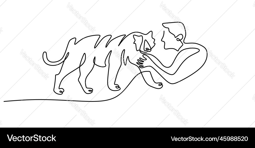 Continuous one single line of man playing with Vector Image