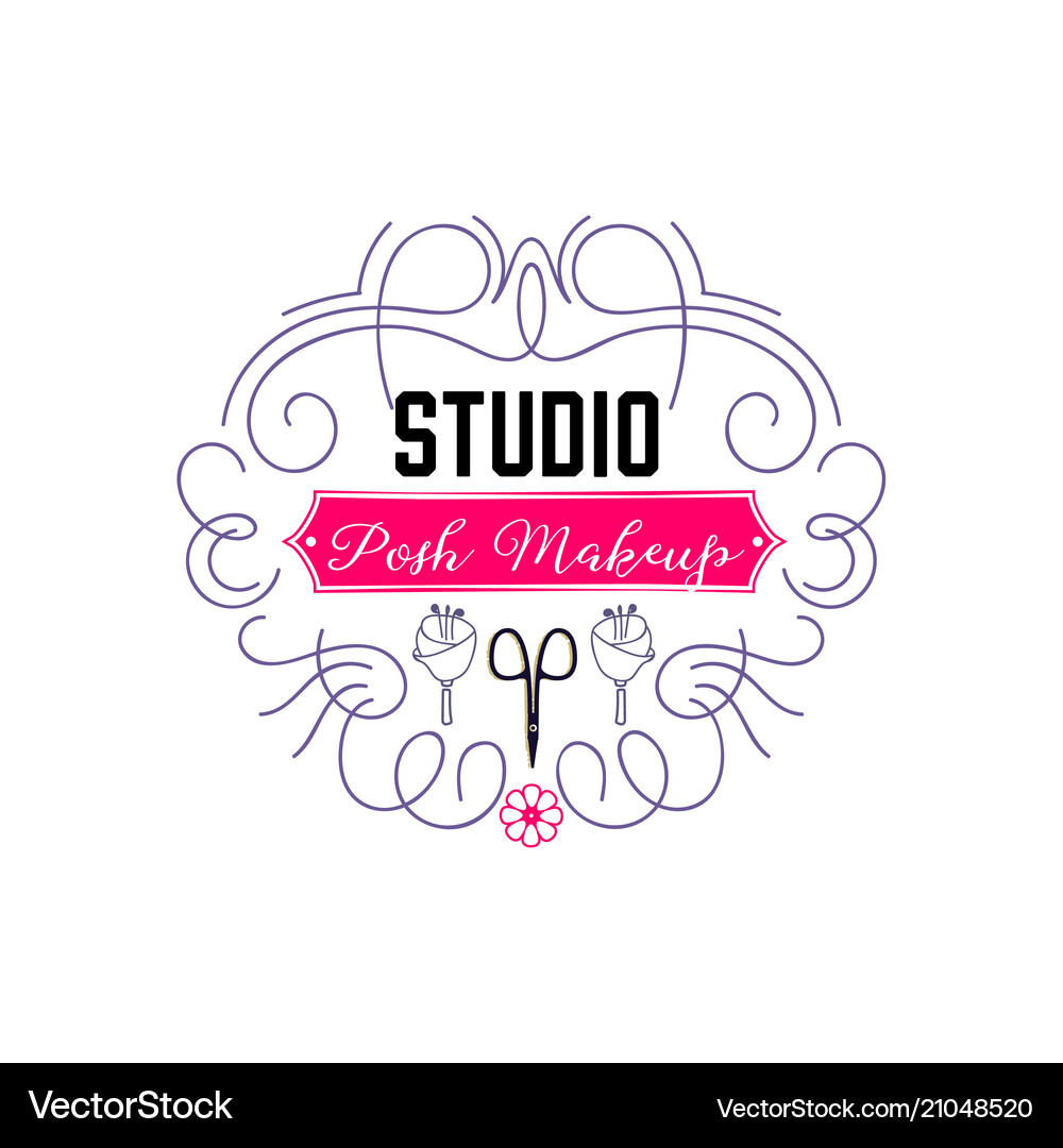 Cosmetics logo handwritten lettering makeup Vector Image