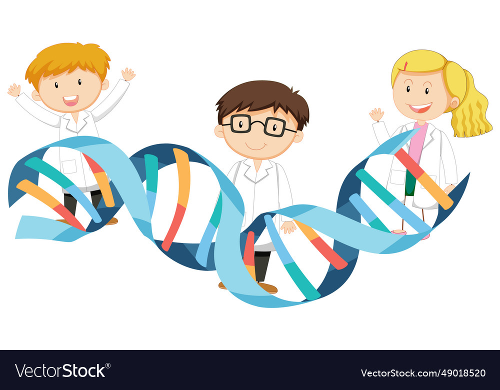 Cute Scientists Cartoon Character With Dna Sign Vector Image