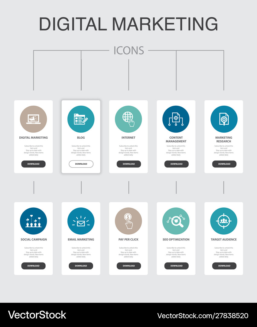 Digital marketing infographic 10 steps ui design Vector Image