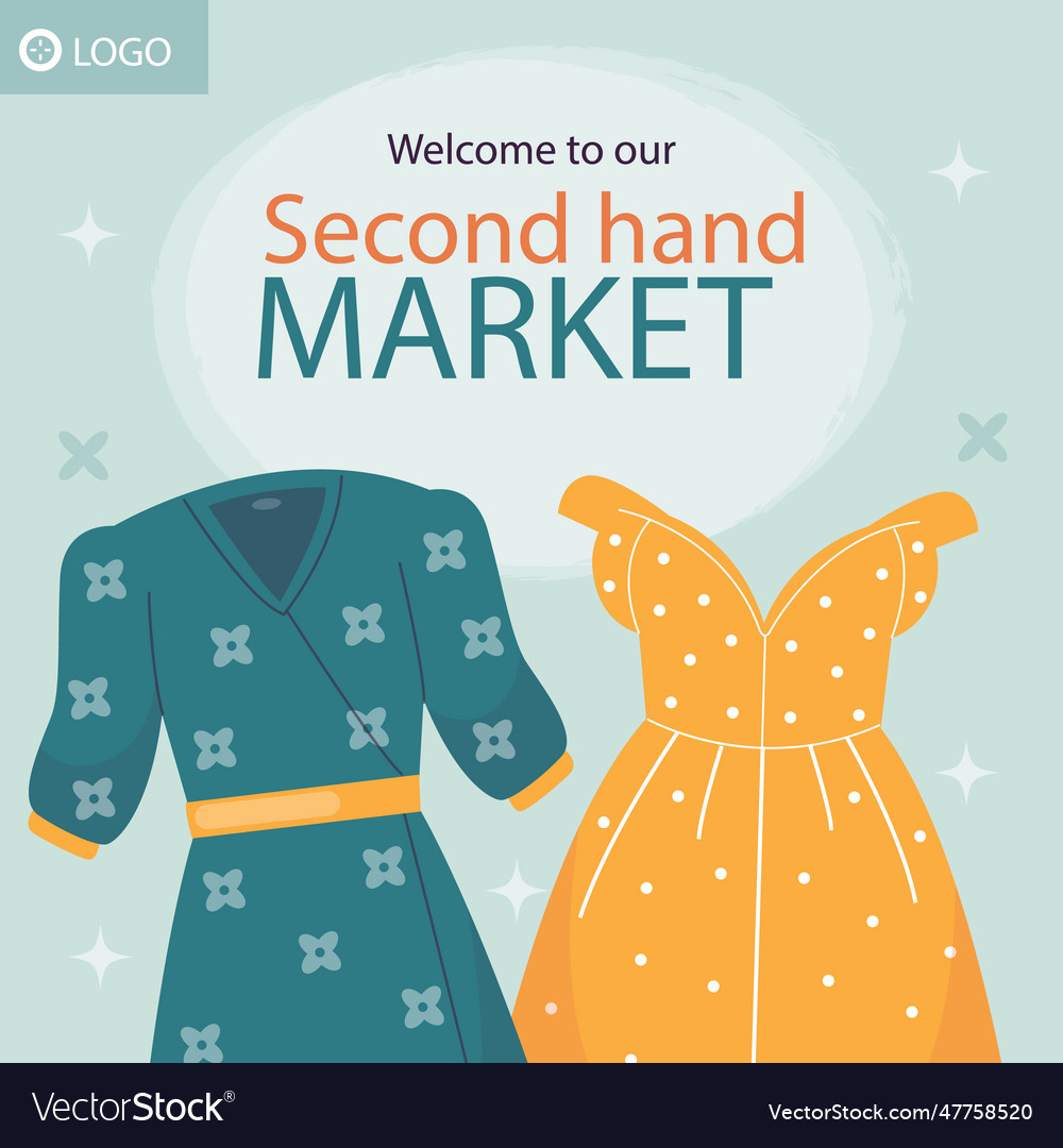 Flat design second hand template Royalty Free Vector Image
