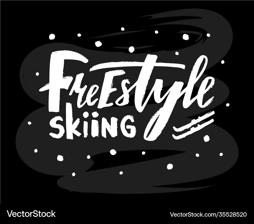 Freestyle skiing lettering on a blackboard Vector Image