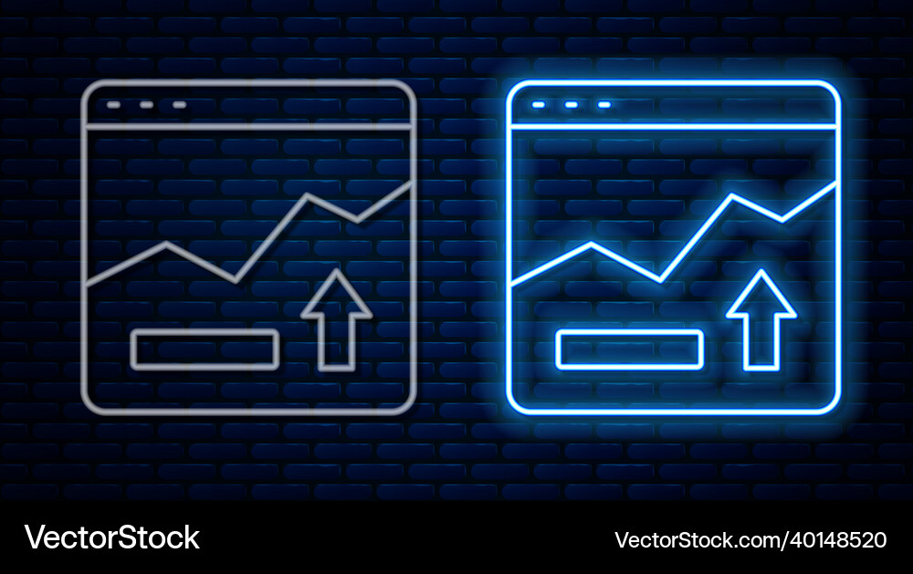 Glowing neon line financial growth increase icon Vector Image