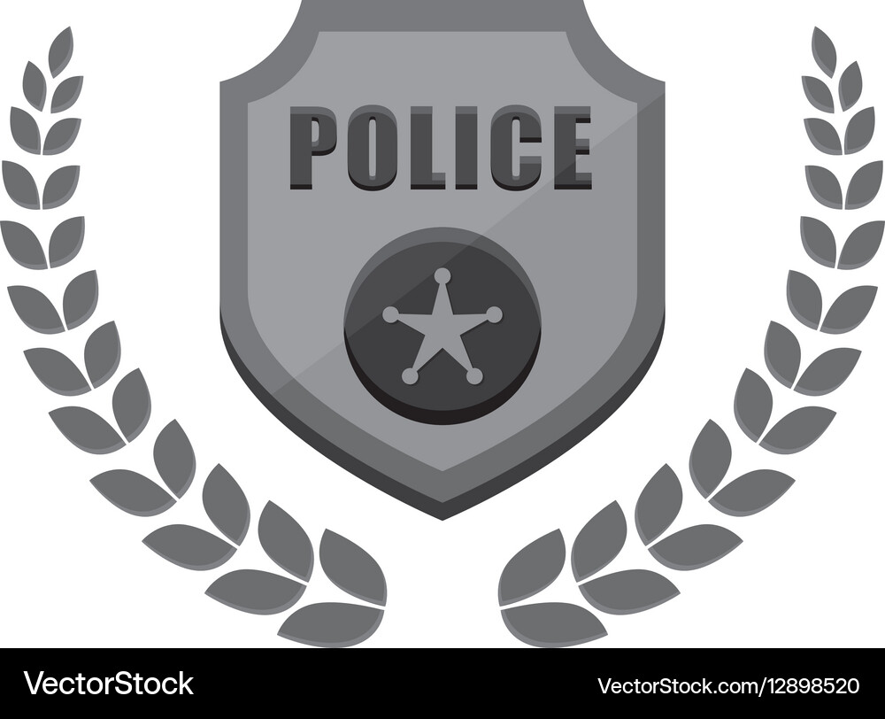 Grayscale police badge icon image Royalty Free Vector Image