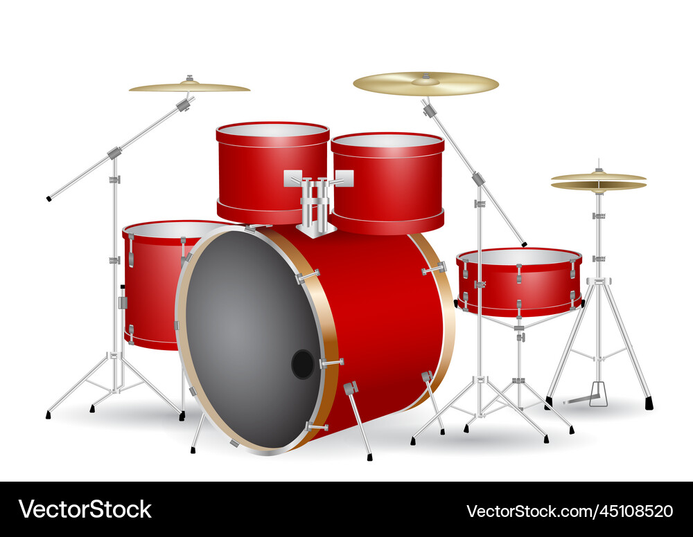 Set of drum kit isolated on white Royalty Free Vector Image