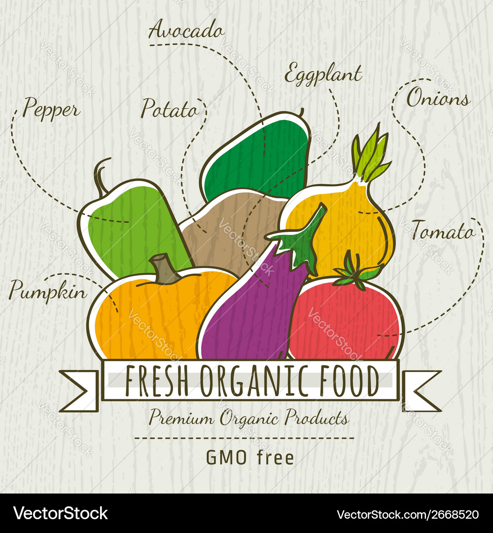 Set of organic vegetable and fruit Royalty Free Vector Image