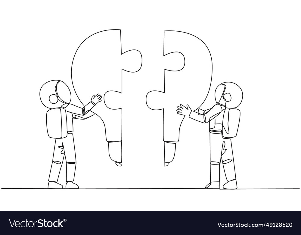 Single continuous line drawing two astronauts Vector Image Single continuous line drawing two astronauts Vector Image