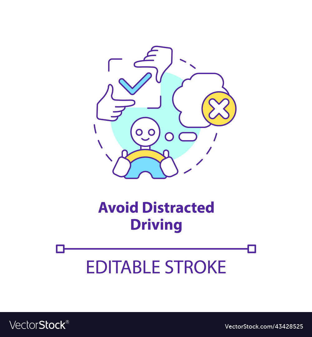Avoid distracted driving concept icon Royalty Free Vector