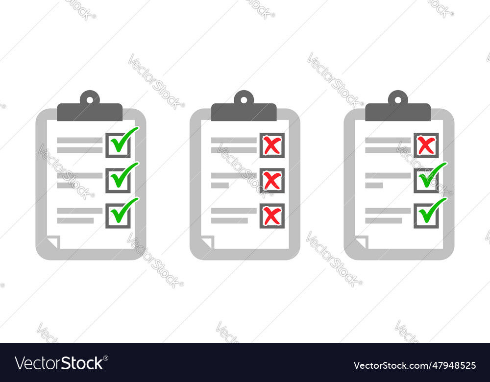 Clipboard checklist icon set Royalty Free Vector Image