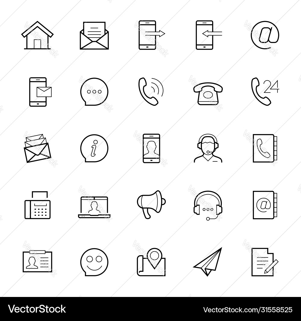 Contact us icon set in thin line style on white Vector Image