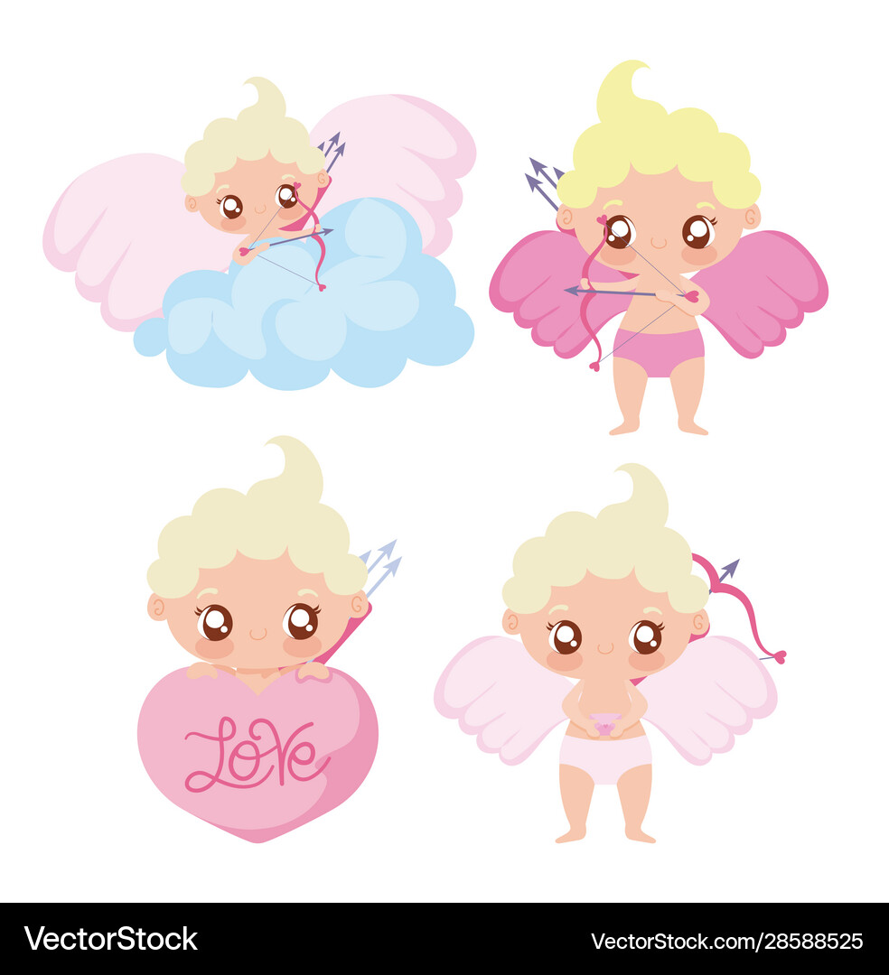 Cupid babies cartoons valentines day Royalty Free Vector