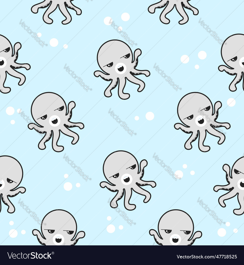 Cute squid seamless pattern background Royalty Free Vector