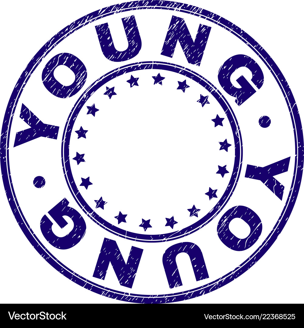 Grunge textured young round stamp seal Royalty Free Vector