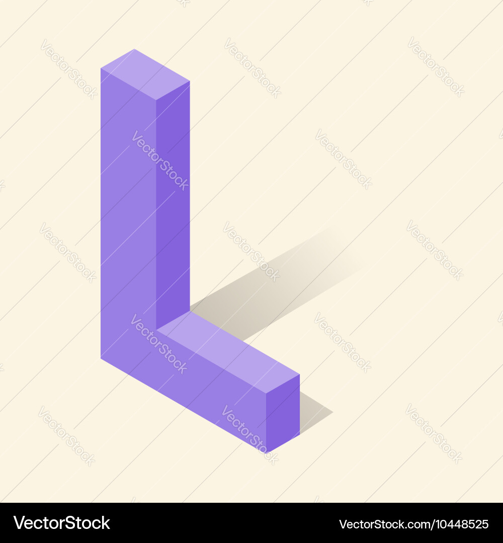 L letter in isometric 3d style with shadow Vector Image