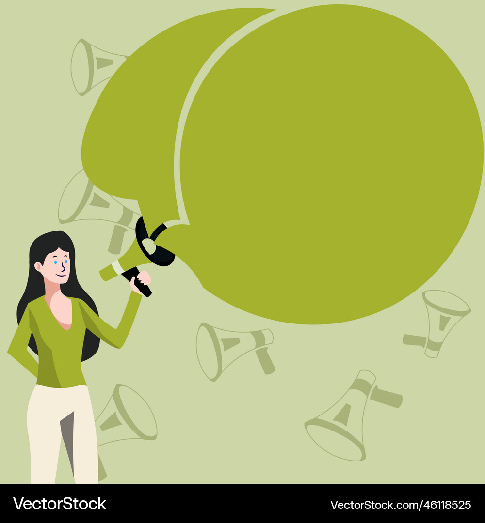 Lady in uniform standing holding megaphone Vector Image