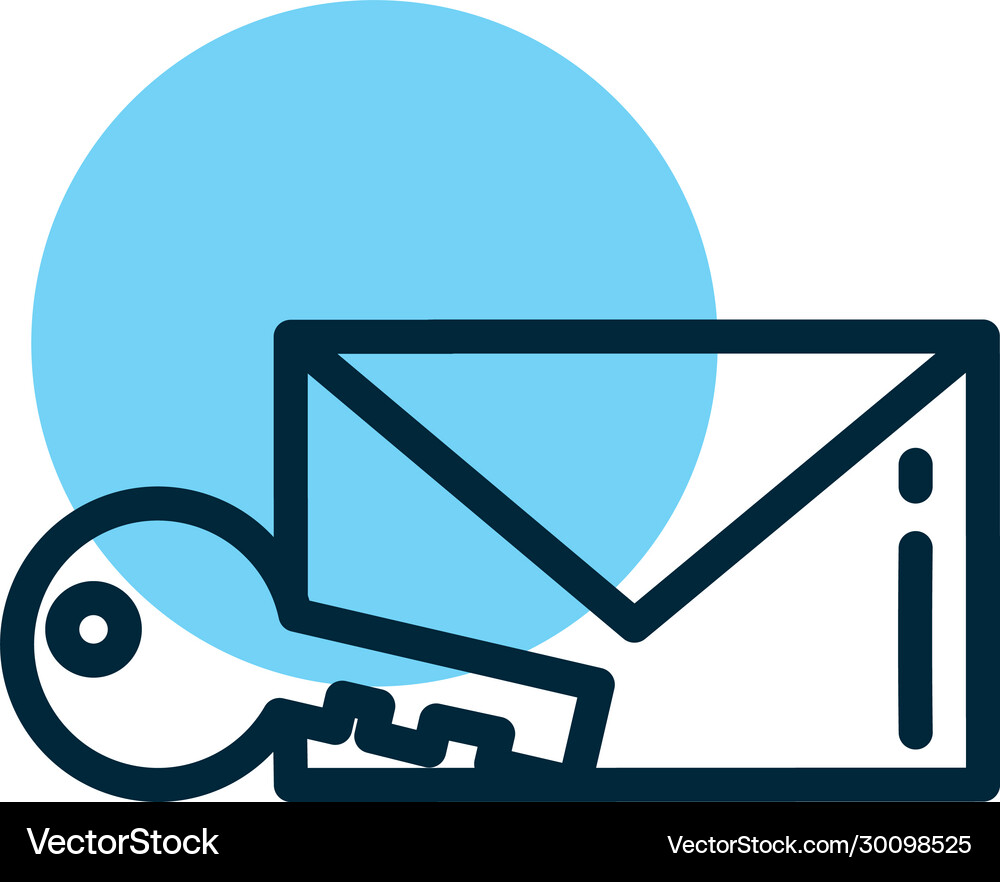 Letter with envelope and key line style icon Vector Image