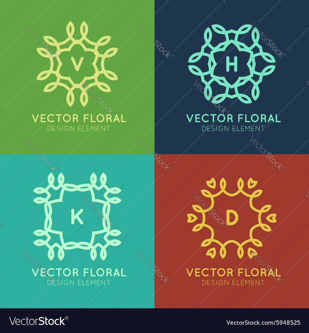 Line frames design elements Royalty Free Vector Image