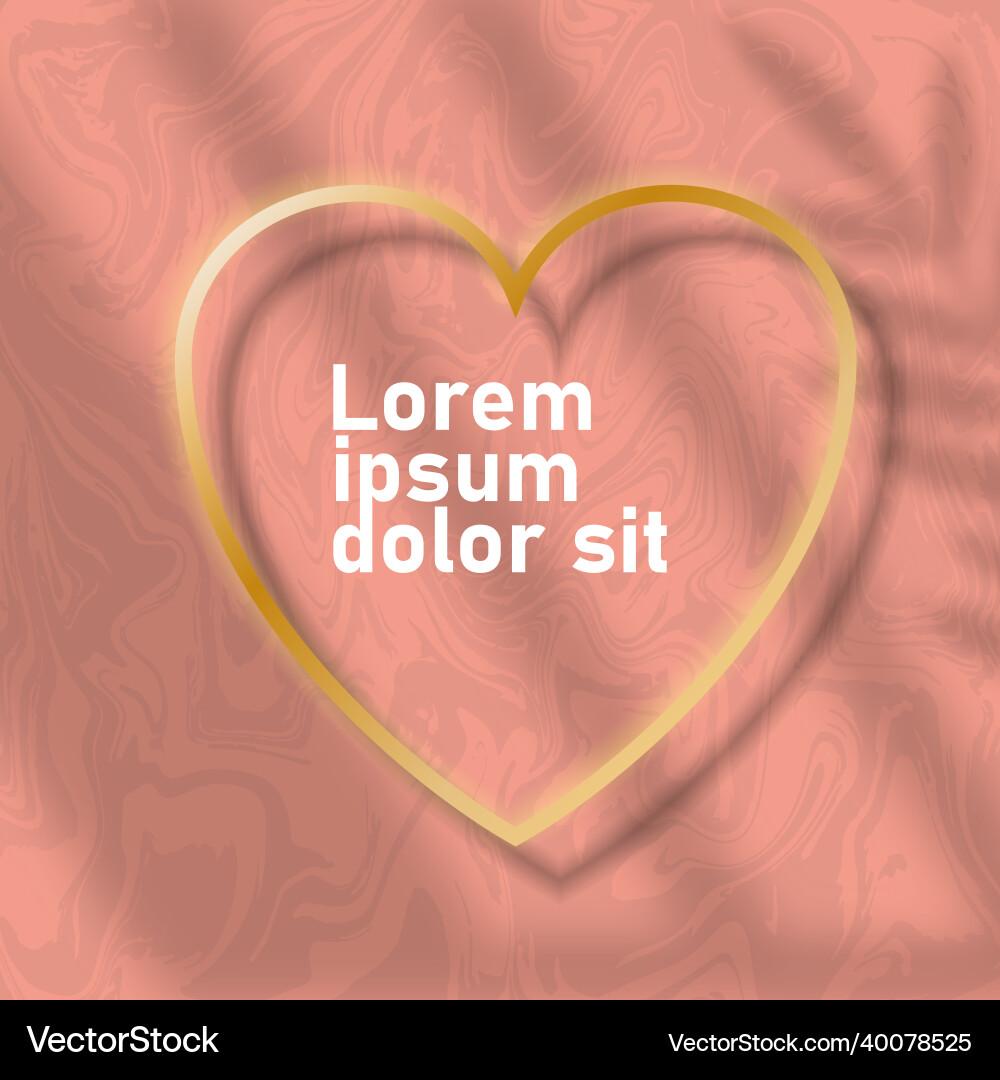 Marble background cards with golden heart frames Vector Image