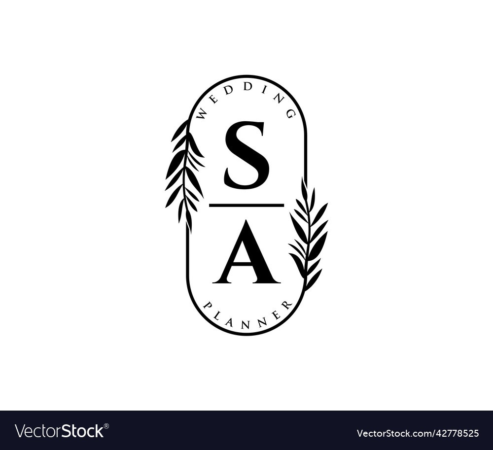 Sa initials letter wedding monogram logos Vector Image