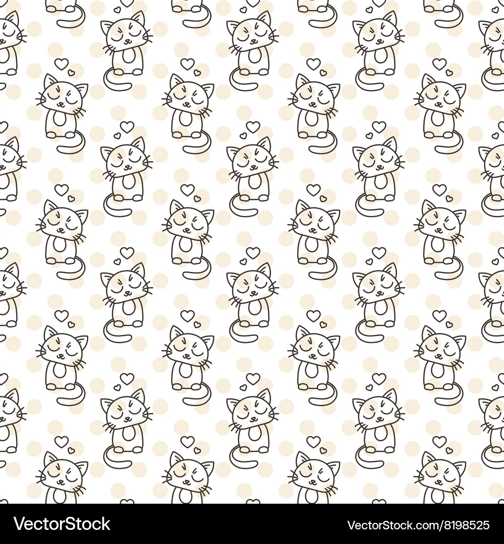 Seamless pattern of cute cat characters pet Vector Image