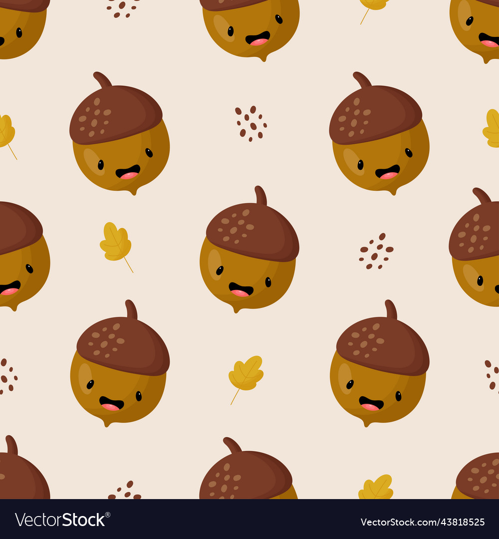 Seamless pattern with cute nuts Royalty Free Vector Image