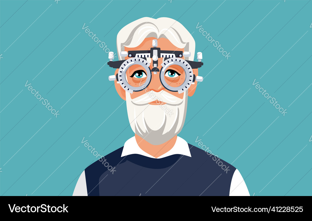 Senior man having an eye check consultation Vector Image