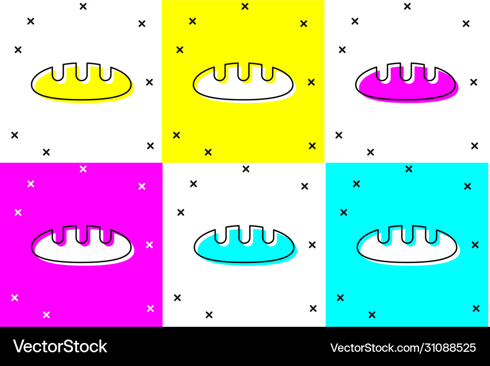 Set bread loaf icon isolated on color background Vector Image