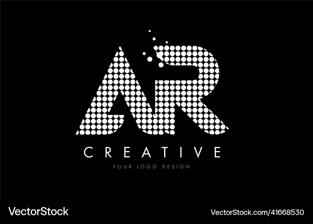 Ar a r letter logo design white magenta dots Vector Image