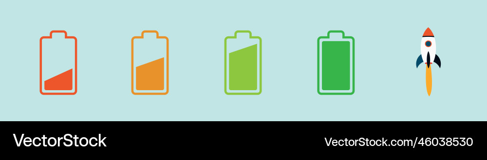 Battery charge indicator icons phone charge level Vector Image