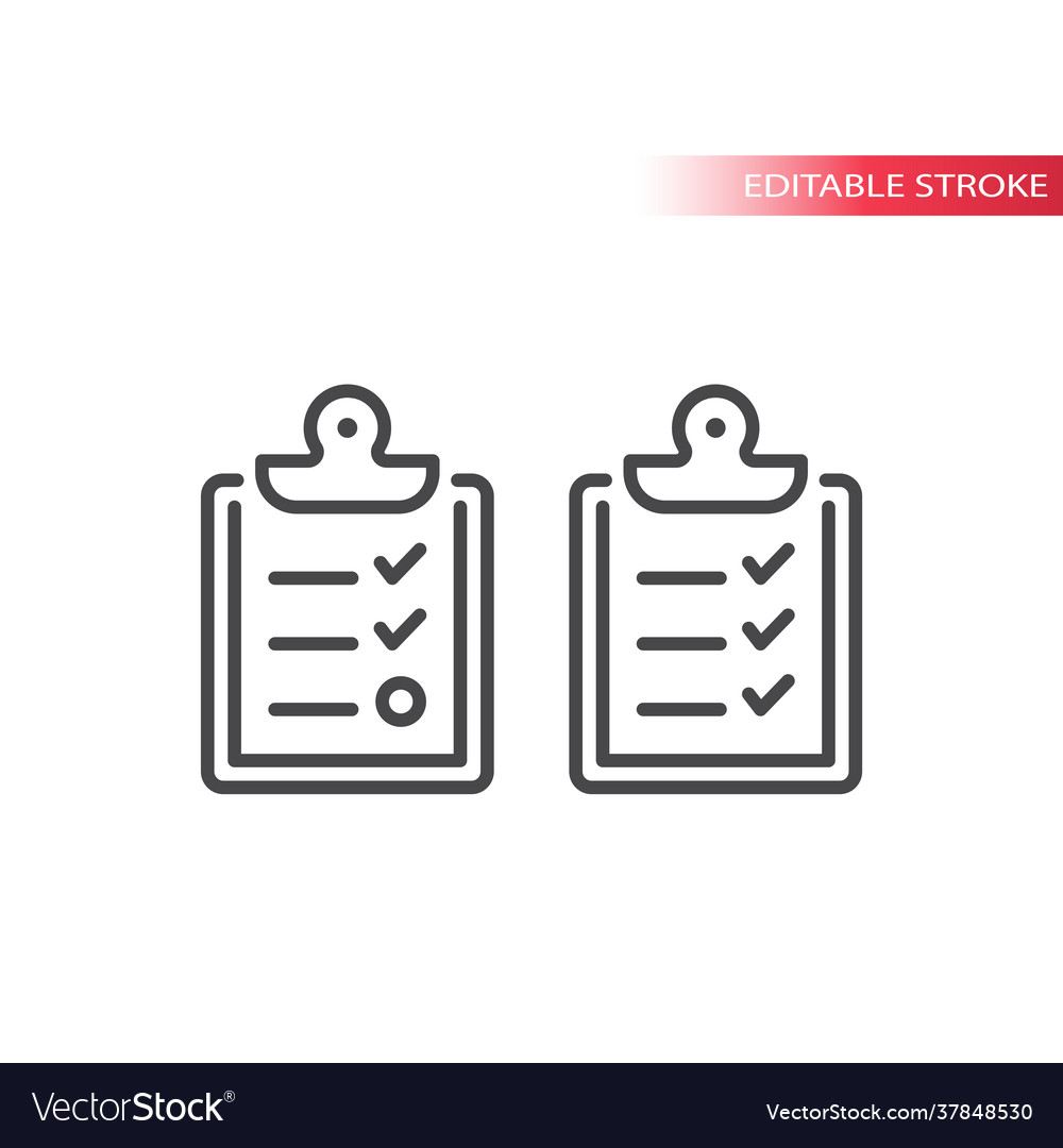 Clipboard checklist line icon Royalty Free Vector Image