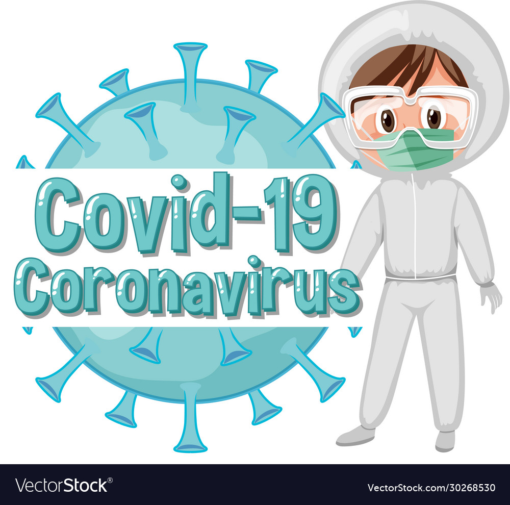 Coronavirus poster design with doctor in hazmat Vector Image