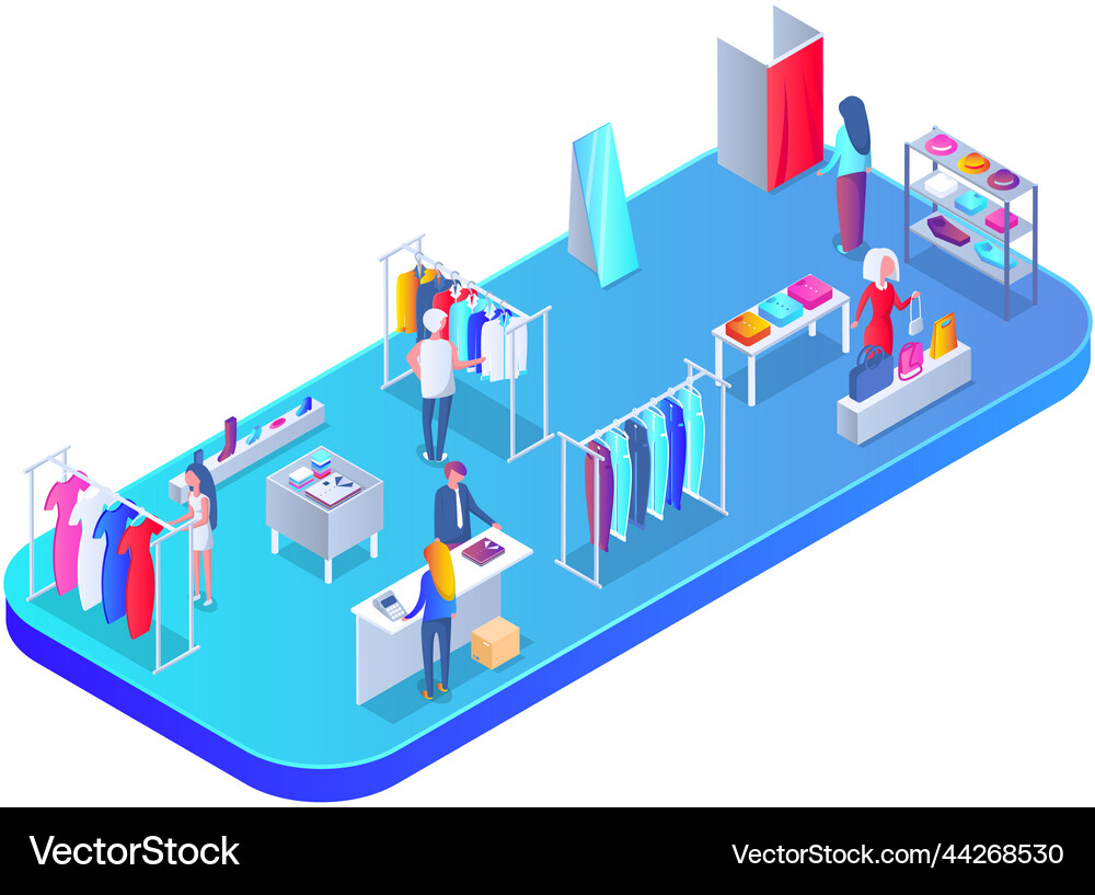Customer choosing clothes in store shop assistant Vector Image