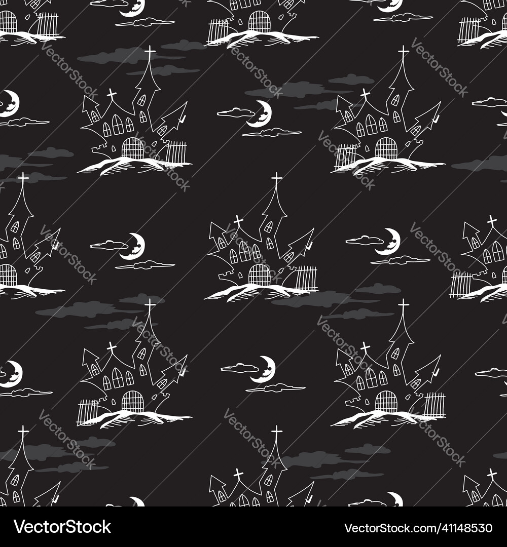 Horror castle in the night graphic Royalty Free Vector Image