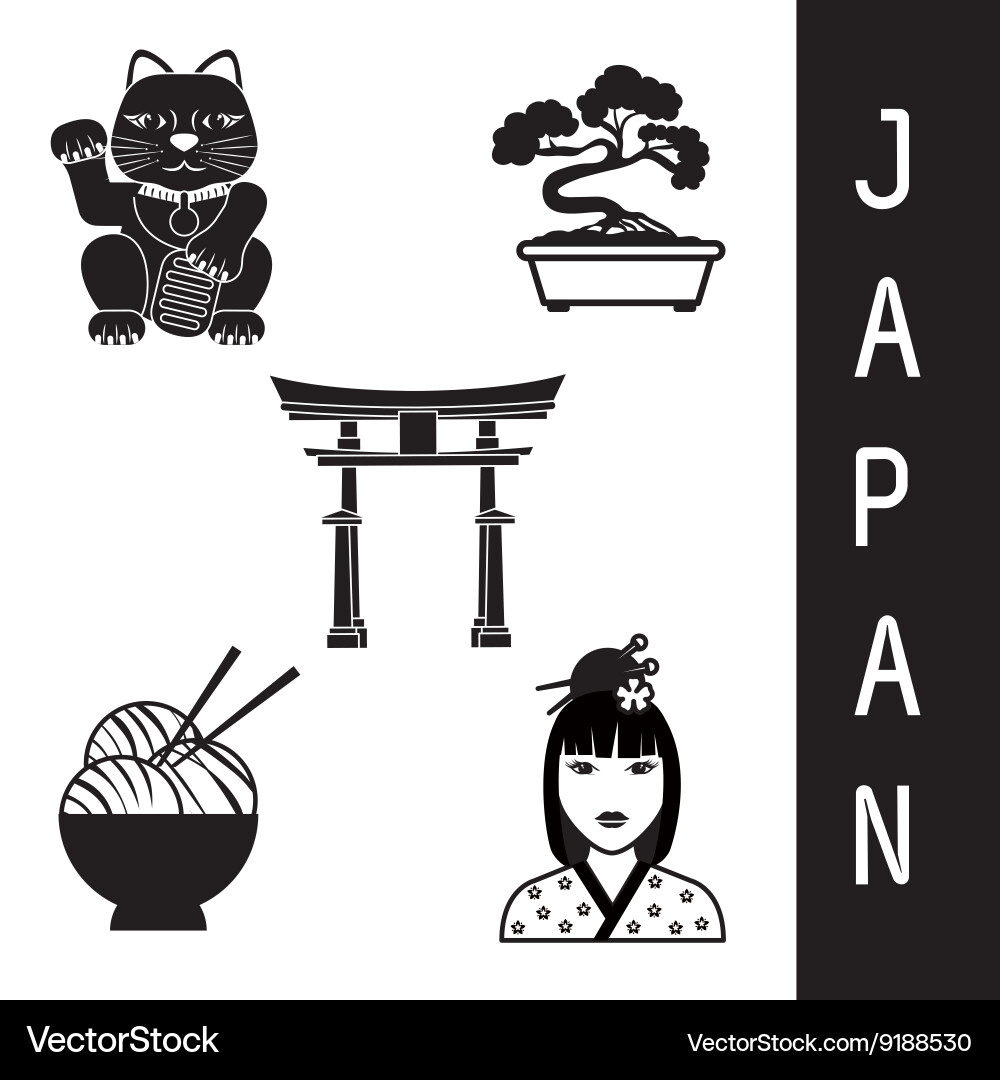 Japan design culture icon flat Royalty Free Vector Image