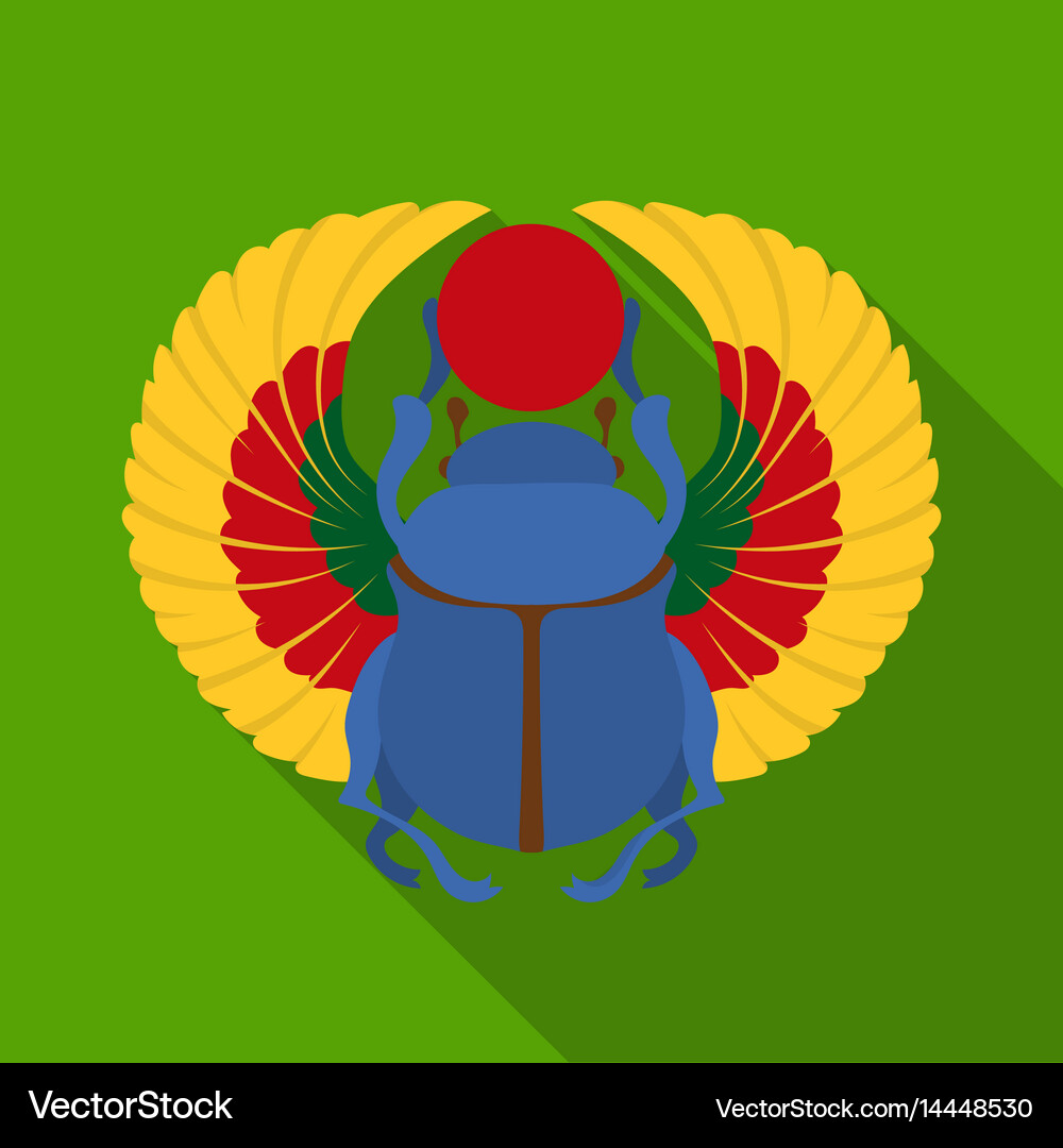 Scarab icon in flat style isolated on white Vector Image