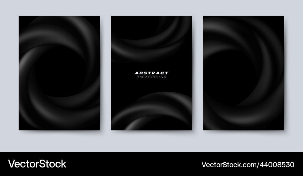 Set of black abstract smooth wavy backgrounds Vector Image