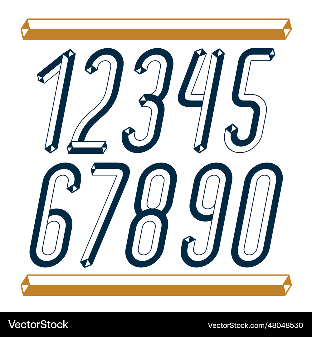 Trendy vintage digits numerals collection retro Vector Image