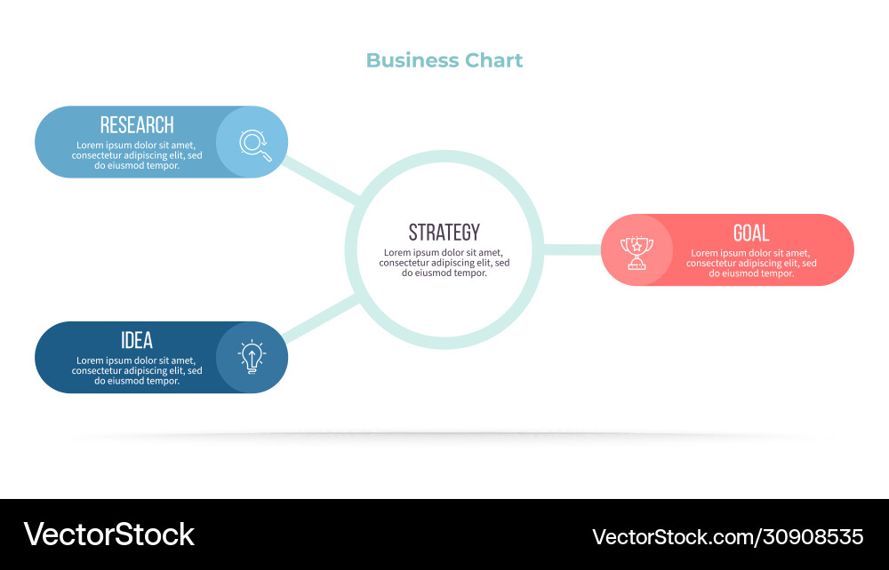 Business infographic organization chart with 3 Vector Image