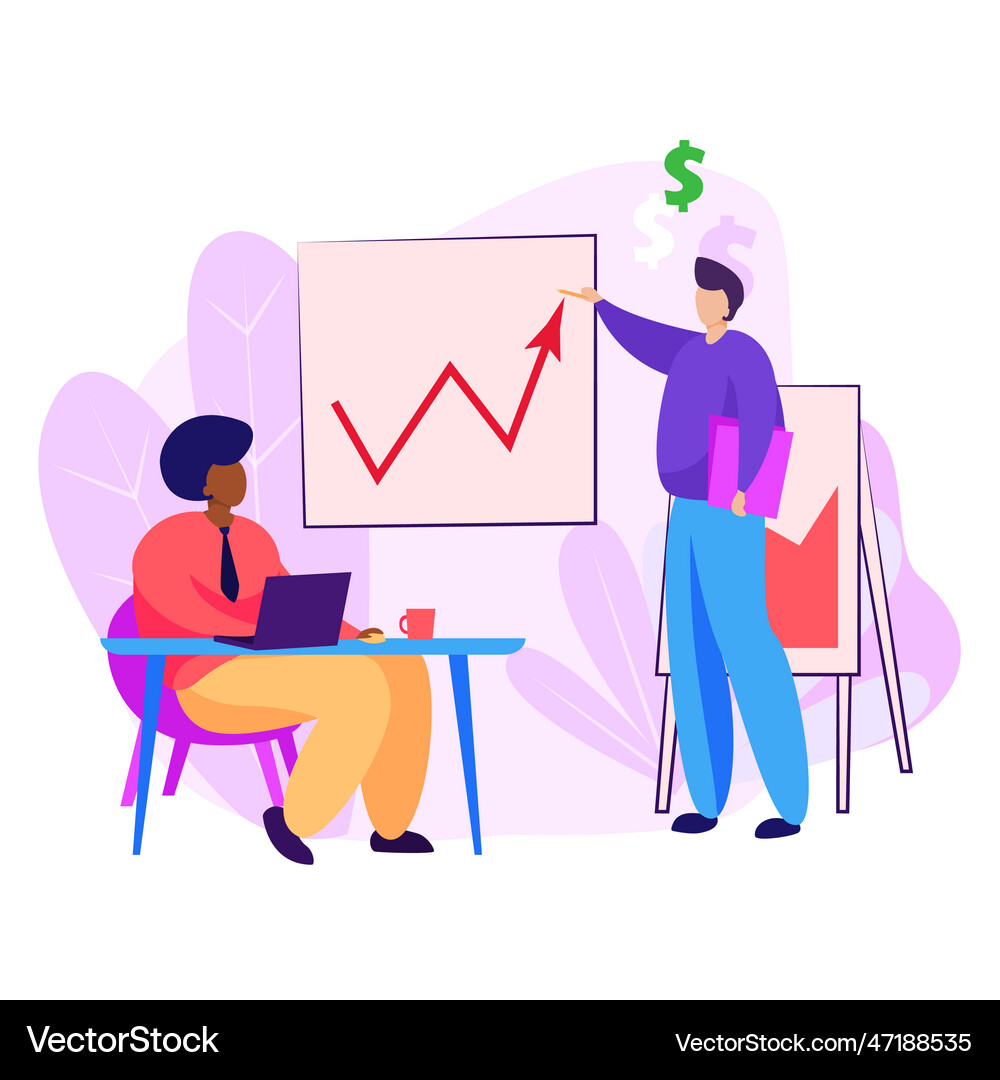 Business leader presenting growth diagram Vector Image