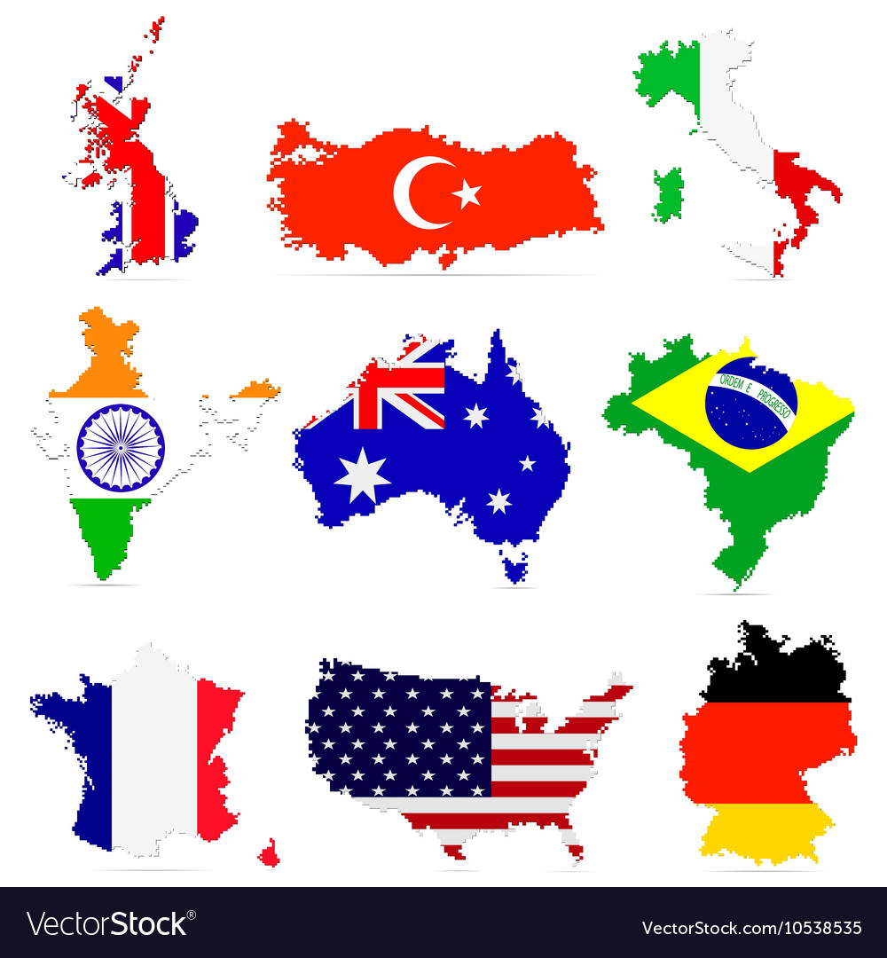 Creative set countries maps Royalty Free Vector Image