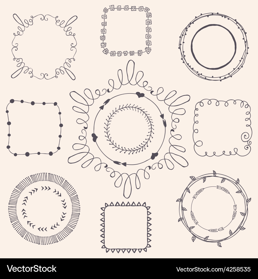 Handsketched doodle frames design elements Vector Image