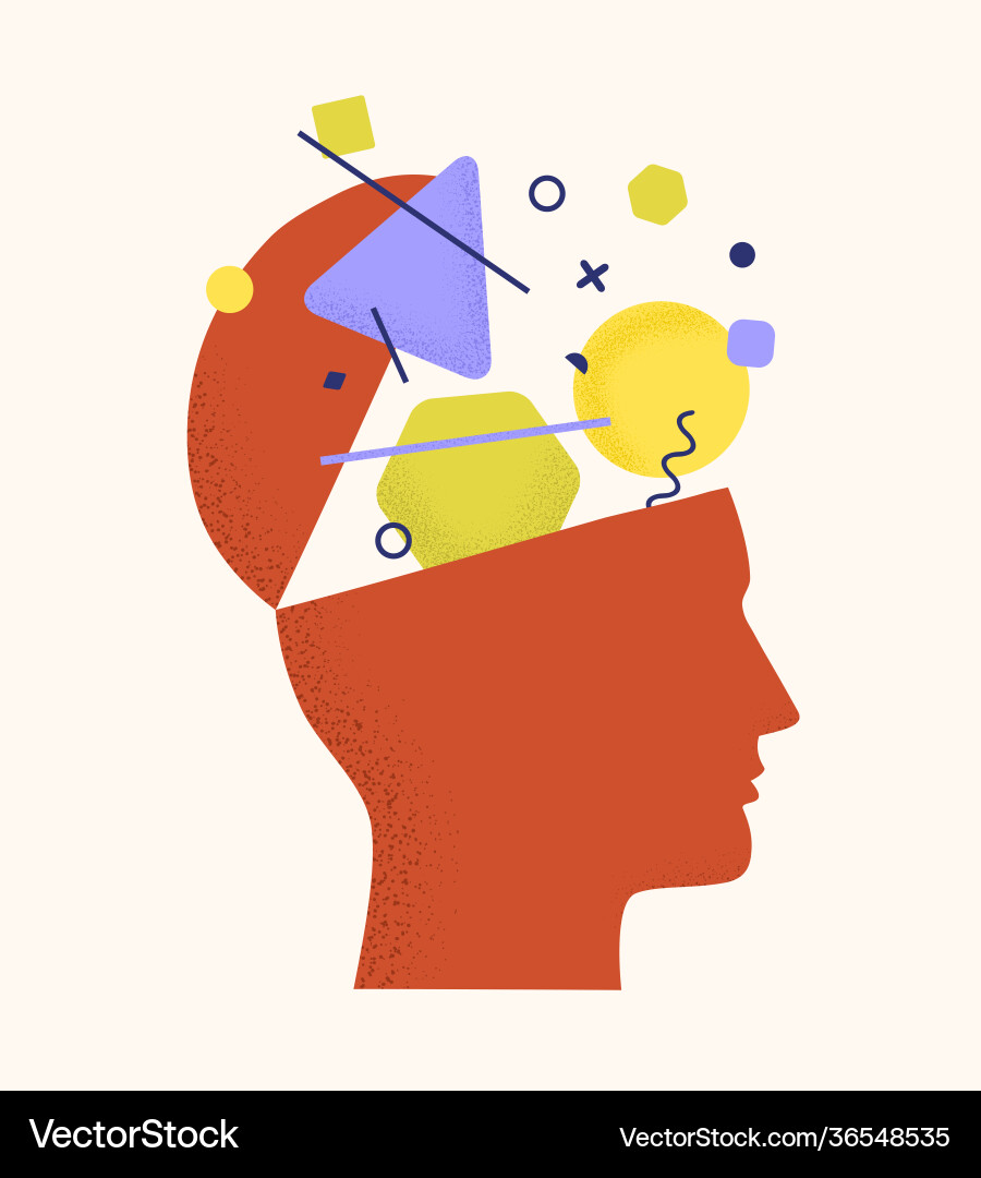 Human head silhouette with geometric shapes Vector Image