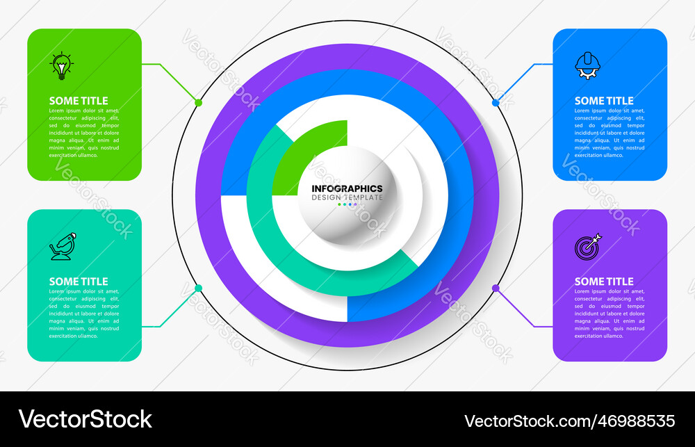 Infographic template 4 circles with text and icons