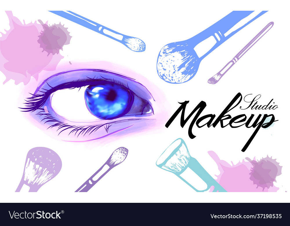 Makeup studio logo design template Royalty Free Vector Image