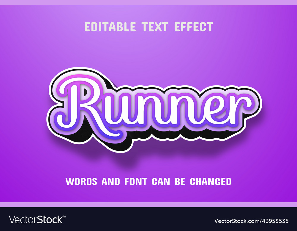 Runner text - editable text effect Royalty Free Vector Image