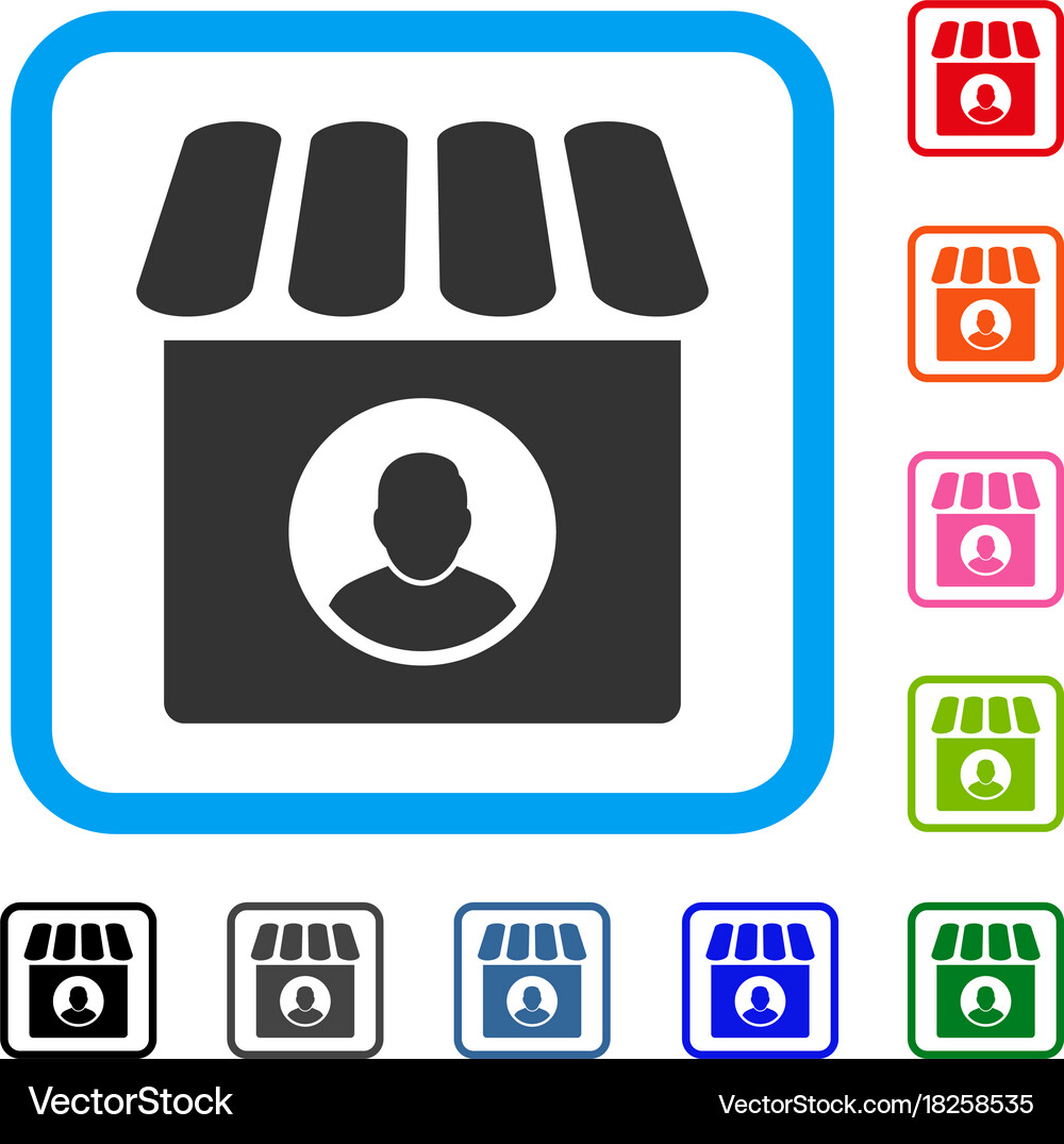 Shop seller framed icon Royalty Free Vector Image